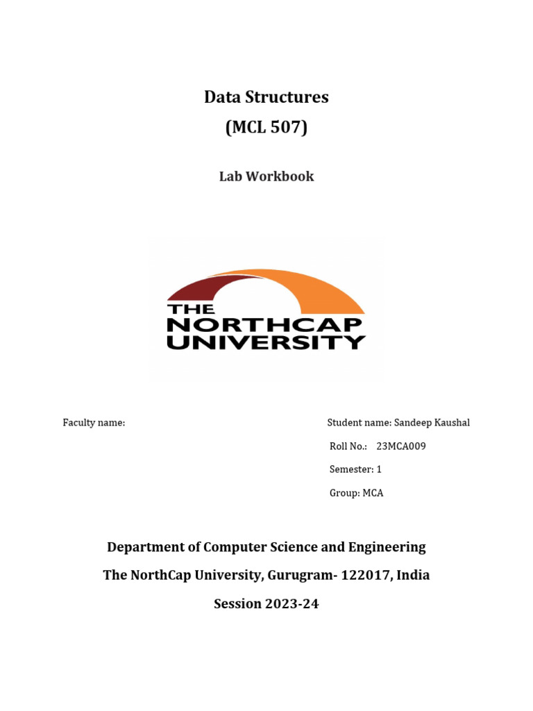 DSA - Lab Workbook | PDF | Pointer (Computer Programming) | Computer Data