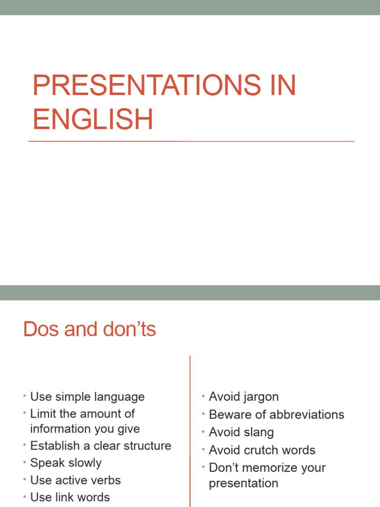 Presentations in English | Download Free PDF | Grammar | Communication