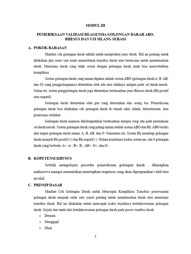 Panduan Validasi Golongan Darah | PDF | Sains & Matematika