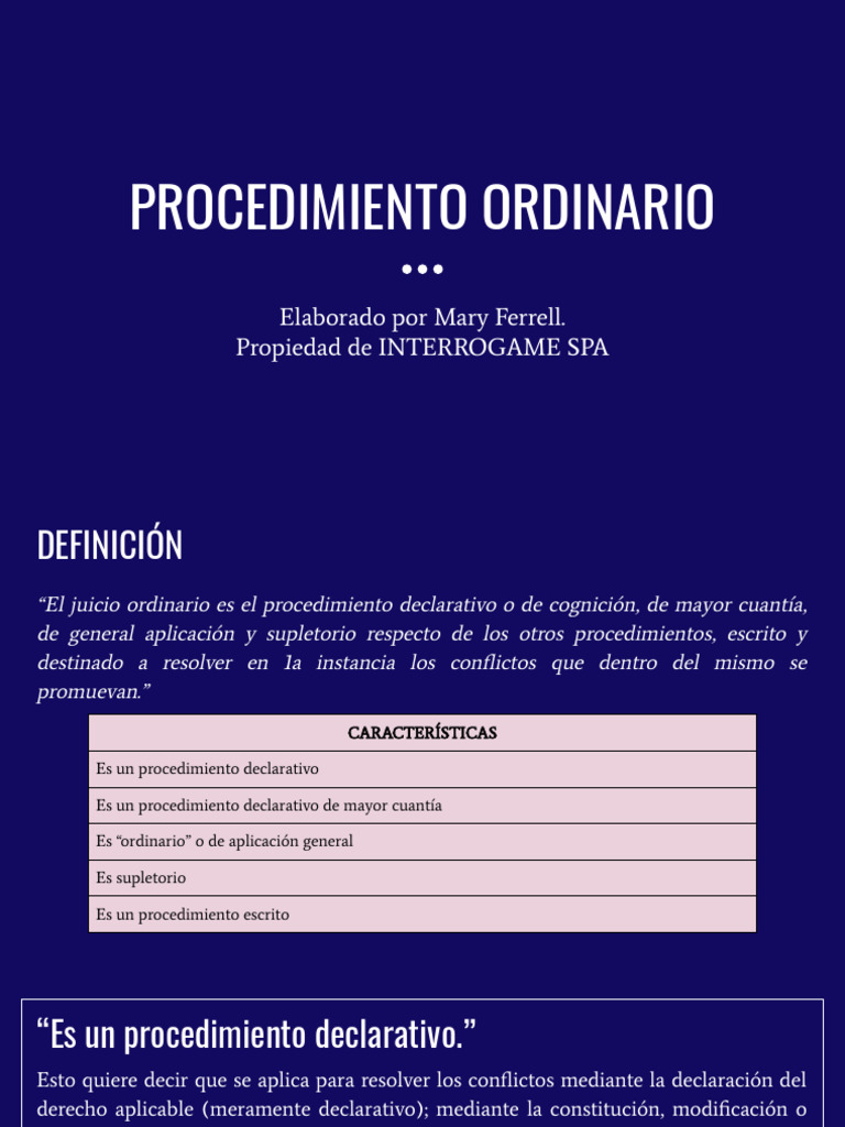 Procedimiento Ordinario: Definición y Etapas | PDF | Demanda judicial ...