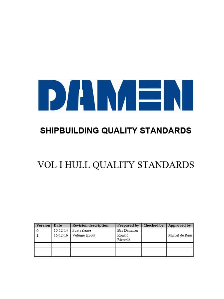 Damen Shipbuilding Quality Standards - VOLUME I (Hull Quality Standards) | PDF | Composite ...