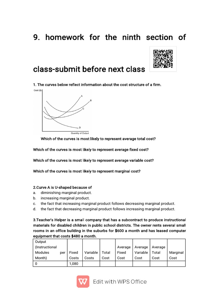 Homework For The Ninth Section of Class-Submit Before Next Class | PDF ...