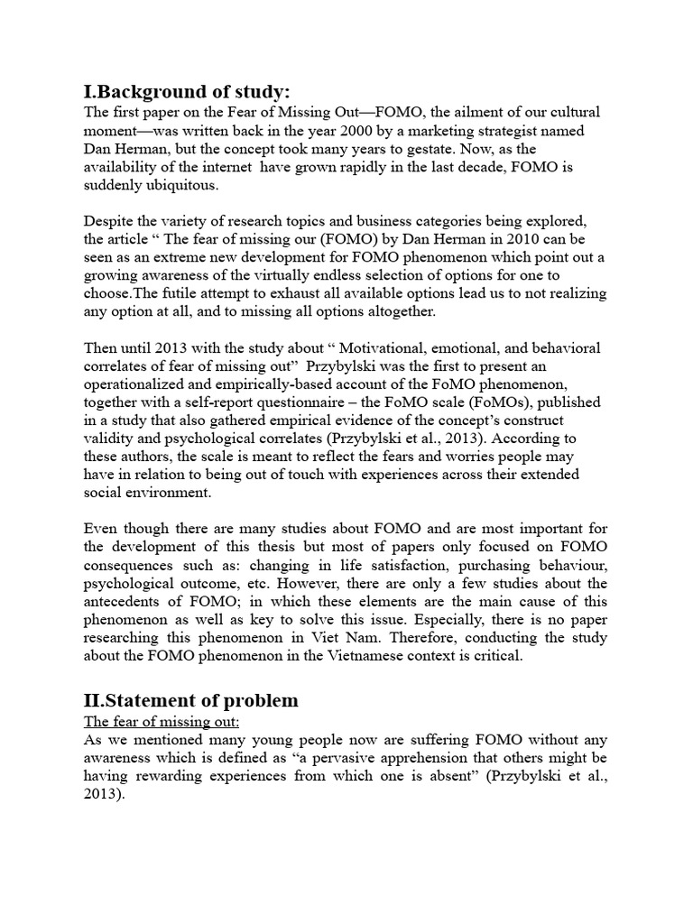 Research About FOMO | PDF | Popular Culture & Media Studies | Social Media