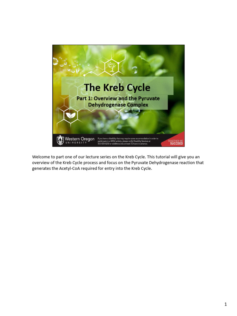 Kreb Cycle Part 1 PDH Complex | PDF | Diet & Nutrition | Chemistry