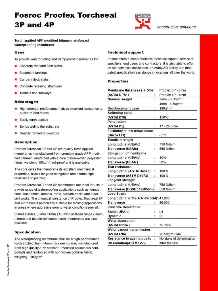Proofex Torchseal 3P and 4P UAE | PDF | Concrete | Materials
