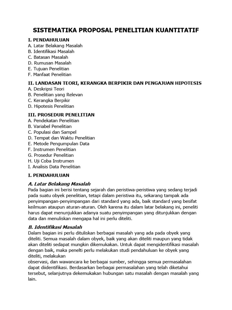 Sistematika Proposal Penelitian Kuantitatif | PDF