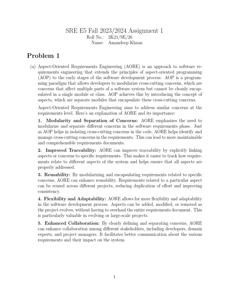 Aspect Requirement Engineering | PDF | System | Agent Based Model