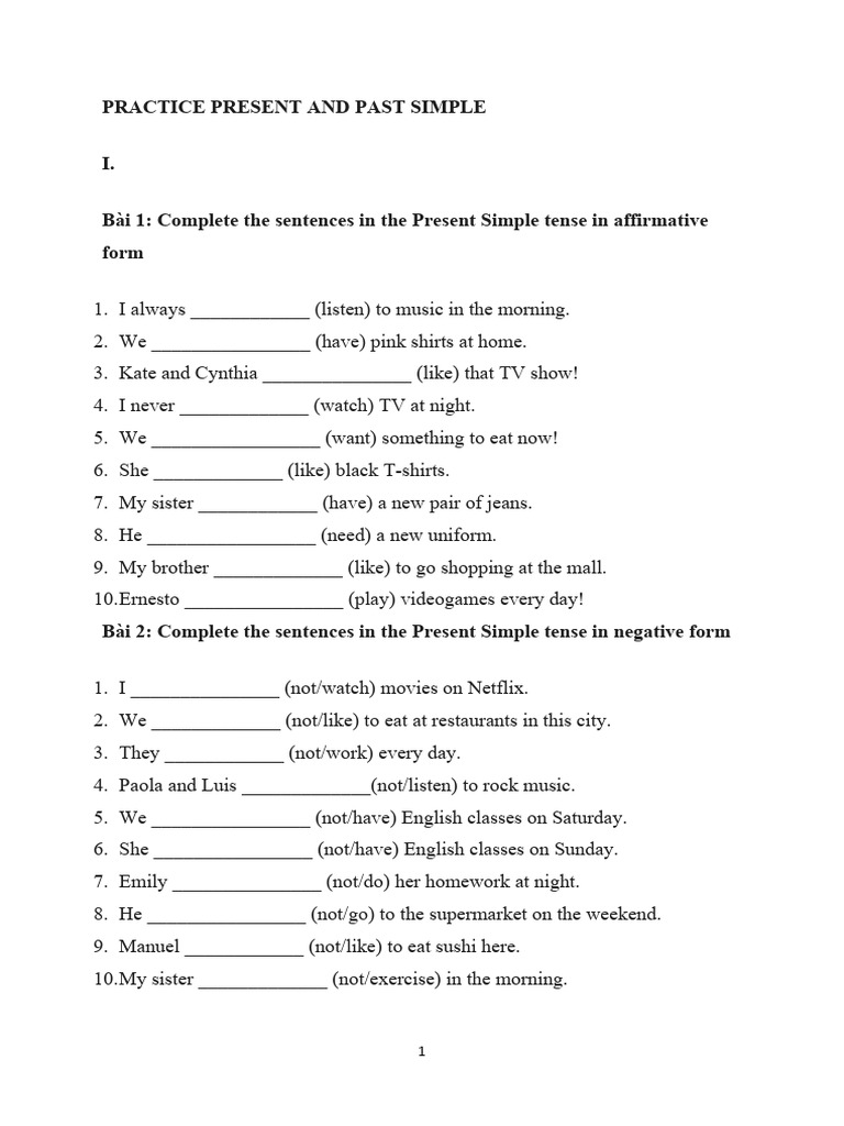 Practice Present and Past Simple 6 | PDF | Workweek And Weekend