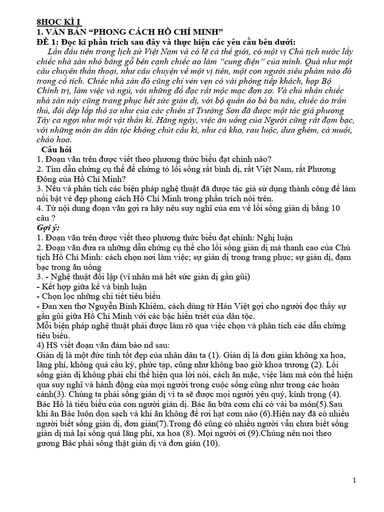 Đề Đọc Hiểu Ngữ Văn 9 Kì I Pdf