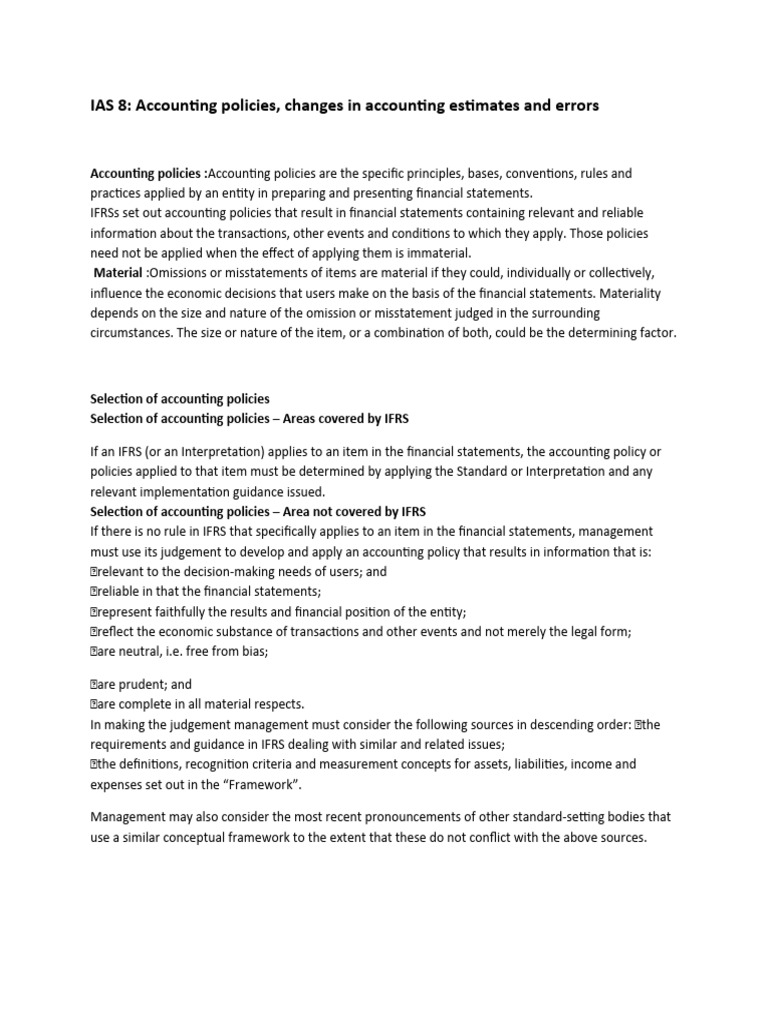 Accounting Policy and Estimate IAS 8 | PDF | International Financial ...