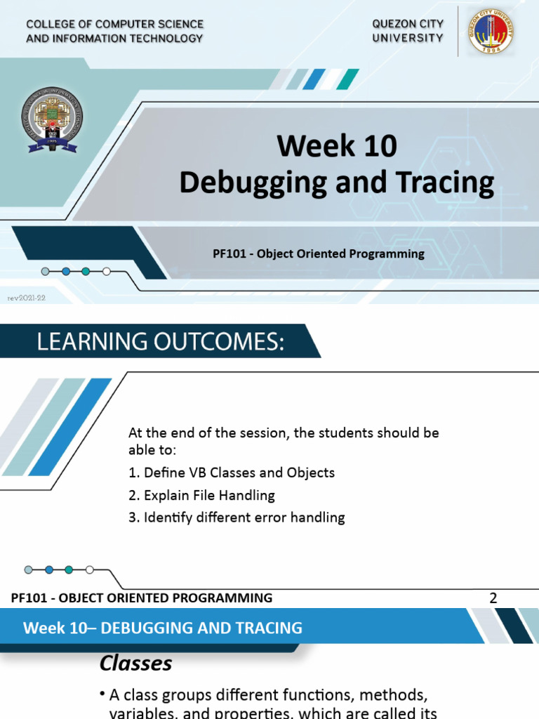 Pf101 Week 10 Debugging And Tracing Pdf Class Computer Programming Inheritance Object