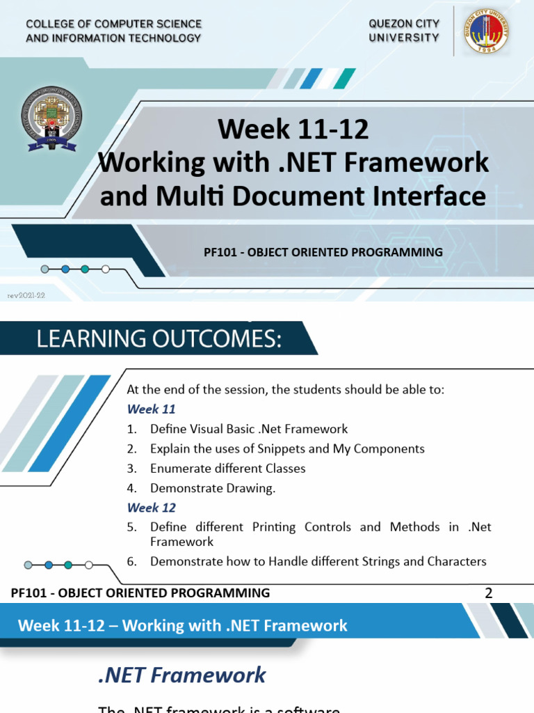 PF101 Week-11-12 - Working With .NET Framework and MDI | PDF | Software Framework | Object ...