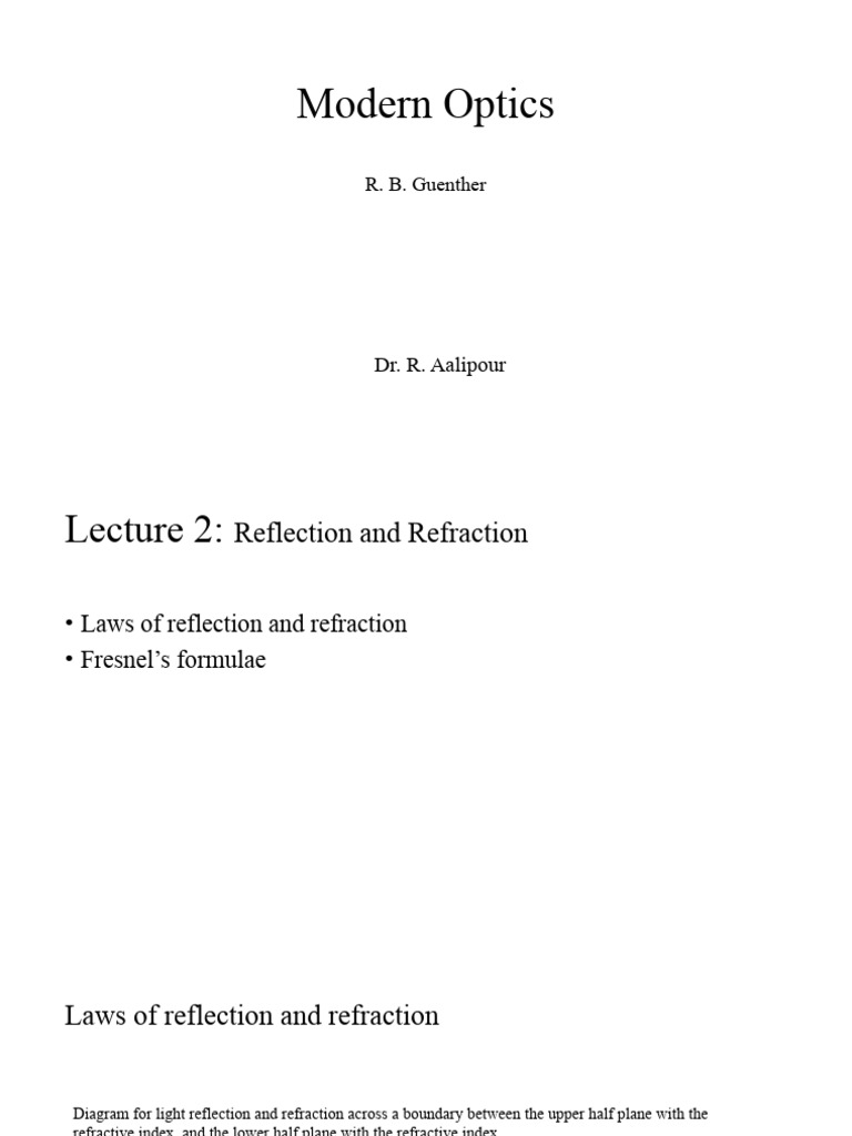 Reflection and Refraction in Optics | PDF | Reflection (Physics ...