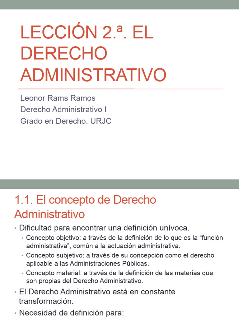 Lección 2. El Derecho Admvo | PDF | Ley administrativa | Jurisdicción