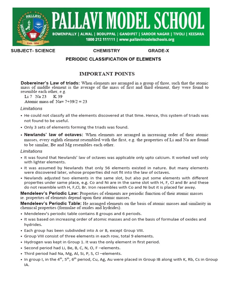 Chem-Periodic Classification Ws | Download Free PDF | Periodic Table ...