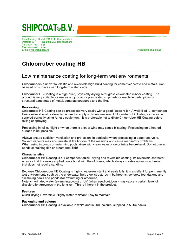 Chloorrubber HB Coating (EN) | PDF | Concrete | Coating