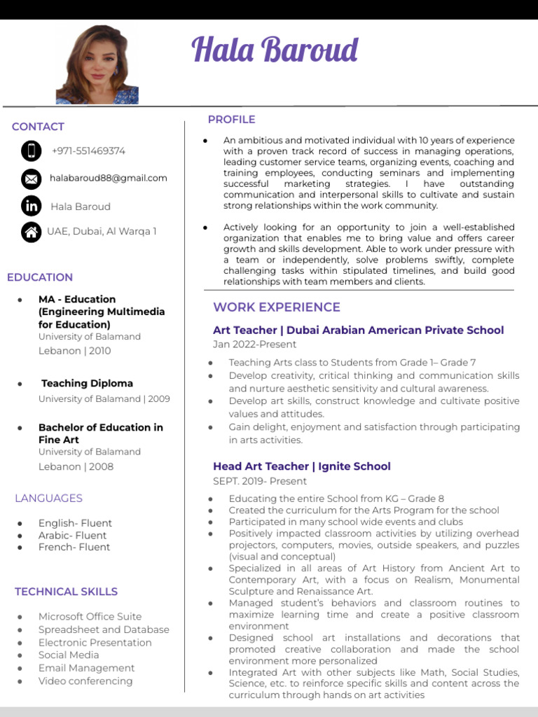 Hala Template CV | PDF | Classroom | Learning