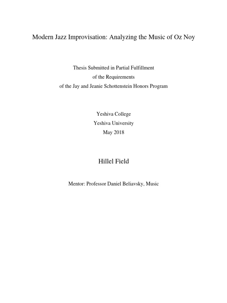 Harrison Field Senior Honors Thesis 2018 - Oz Noy | PDF | Chord (Music ...