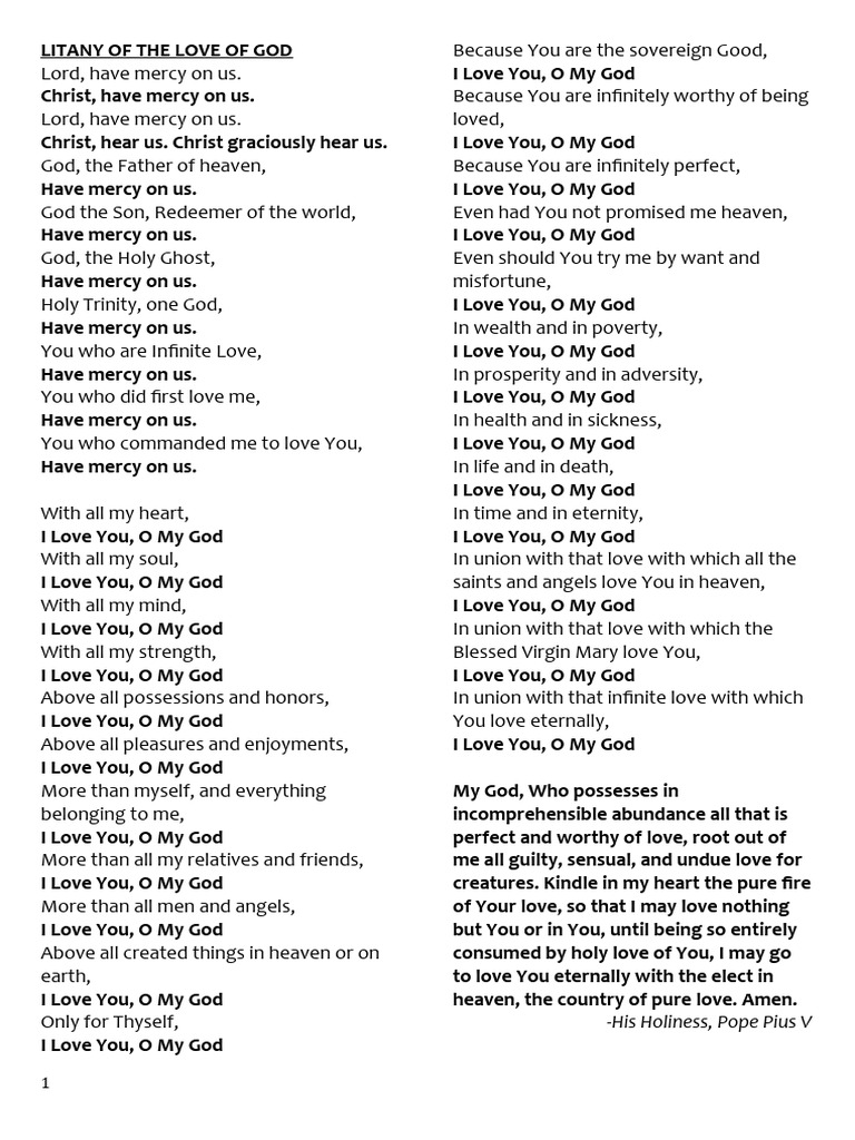 Litany of The Love of God | PDF | Jesus | God The Father