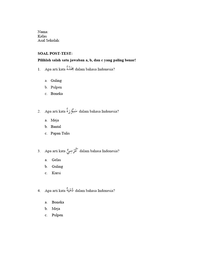 Pretest dan Posttest dalam Pembelajaran | PDF | Metode & Bahan Ajar
