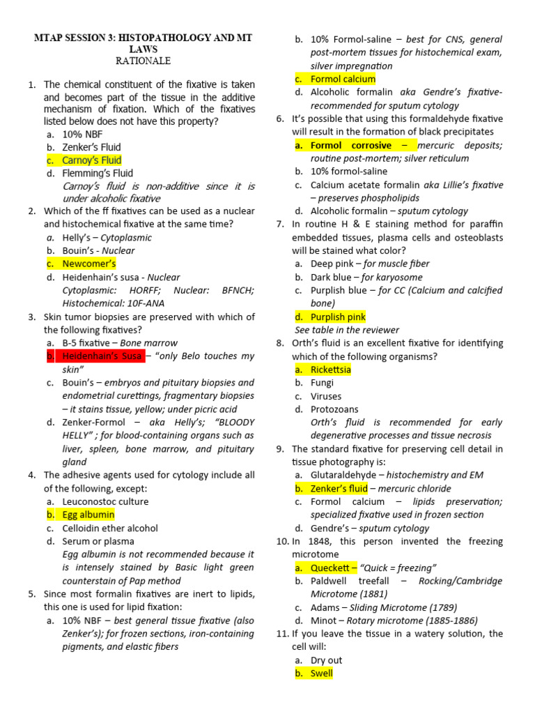 Mtap Session 3 Hpmtle Rationale | PDF | Fixation (Histology) | Staining