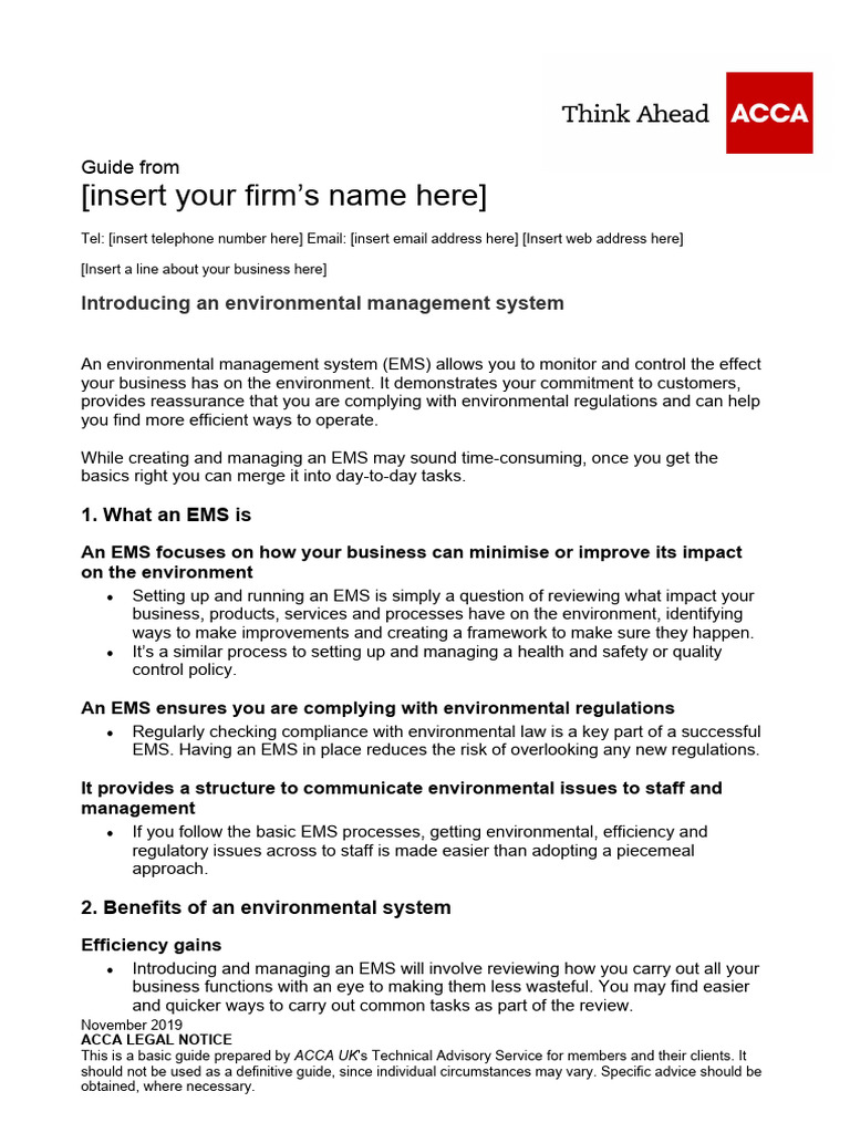 Introducing An Environmental Management System | PDF | Natural ...