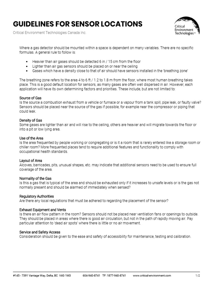 CET Guidelines For Sensor Locations | PDF | Exhaust Gas | Gases