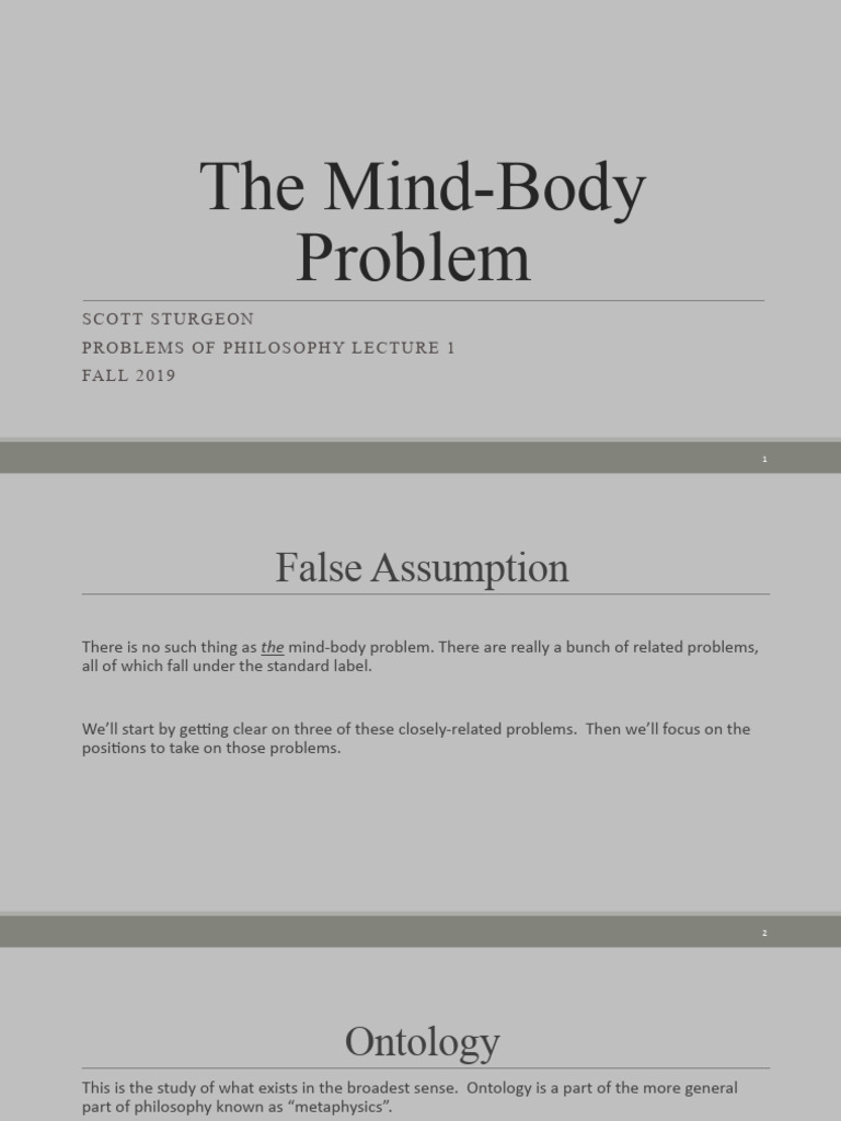 The Mind-Body Problem 1 | PDF | Mind–Body Problem | Substance Theory