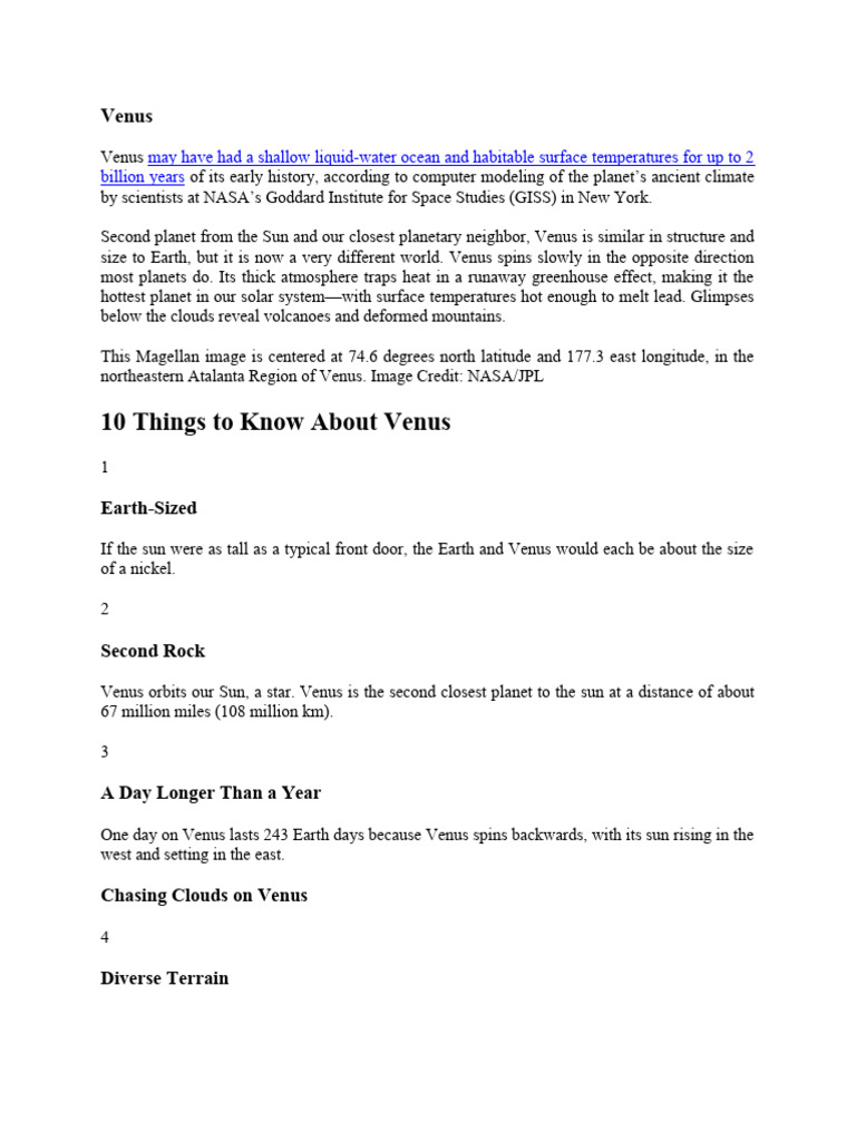 Venus | PDF | Venus | Earth