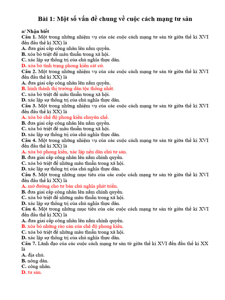 Câu TN 11 bài 1 | PDF