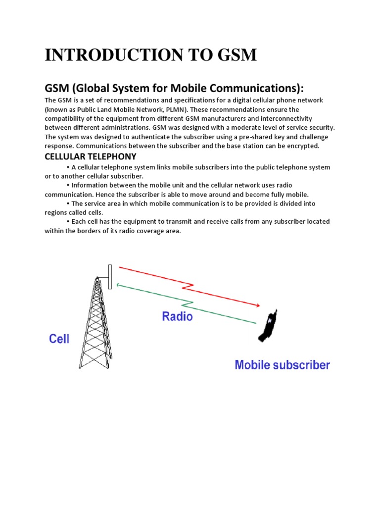 Introduction To GSM: GSM (Global System For Mobile Communications ...