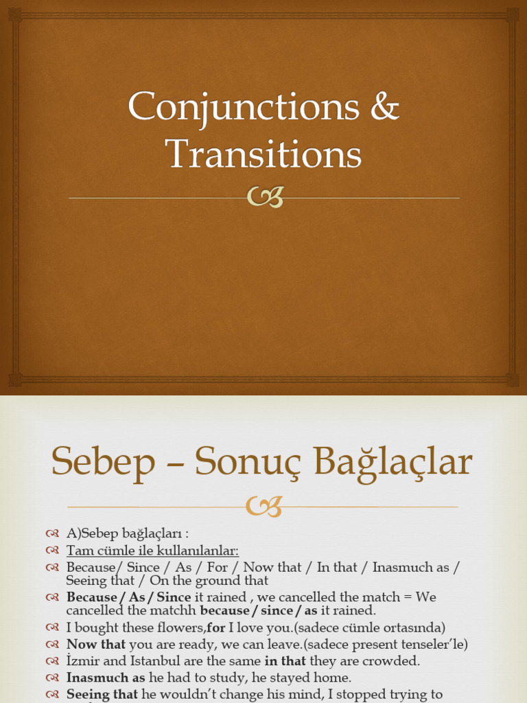 Conjunctions & Transitions | PDF | Language Arts & Discipline | Wellness
