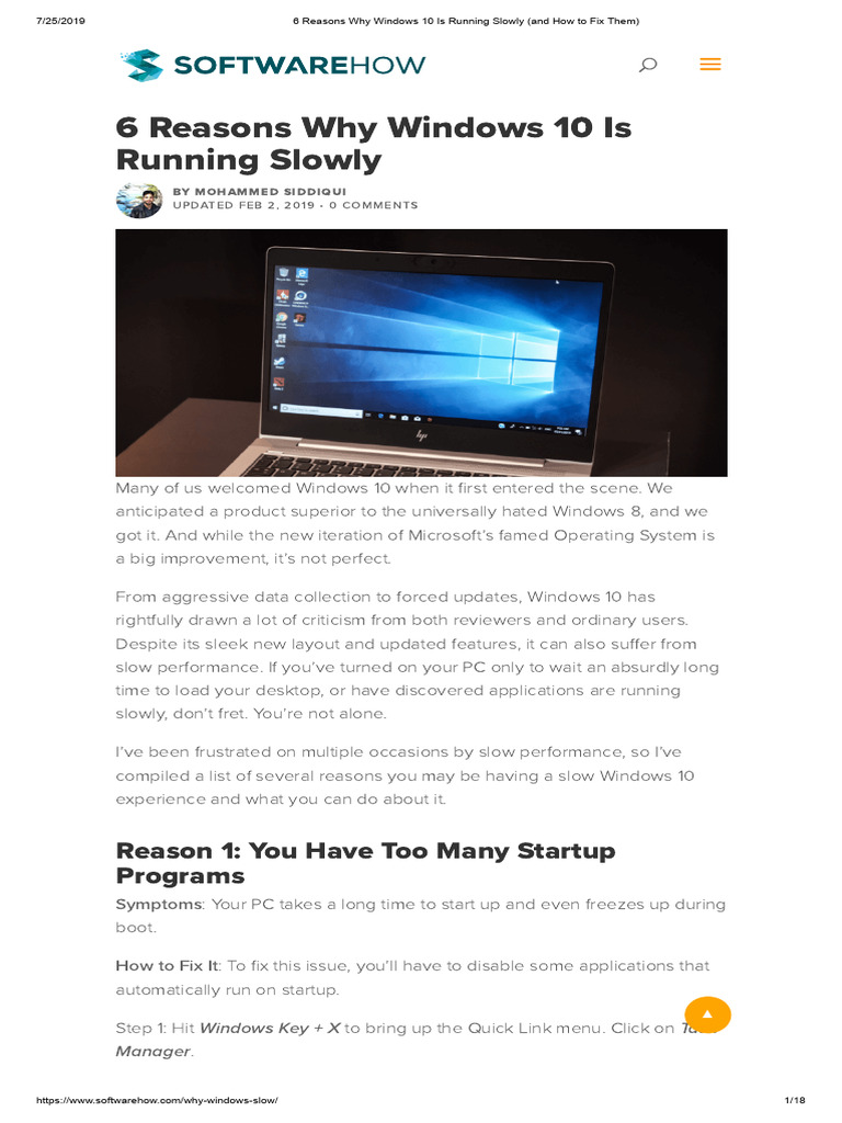 Windows 10 Is Running Slowly (And How To Fix Them) | PDF | Windows 10 ...