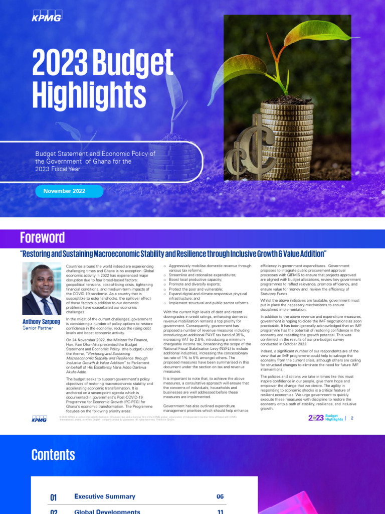 2023 Ghana Budget Overview by KPMG | PDF | Cost Of Living | Taxes