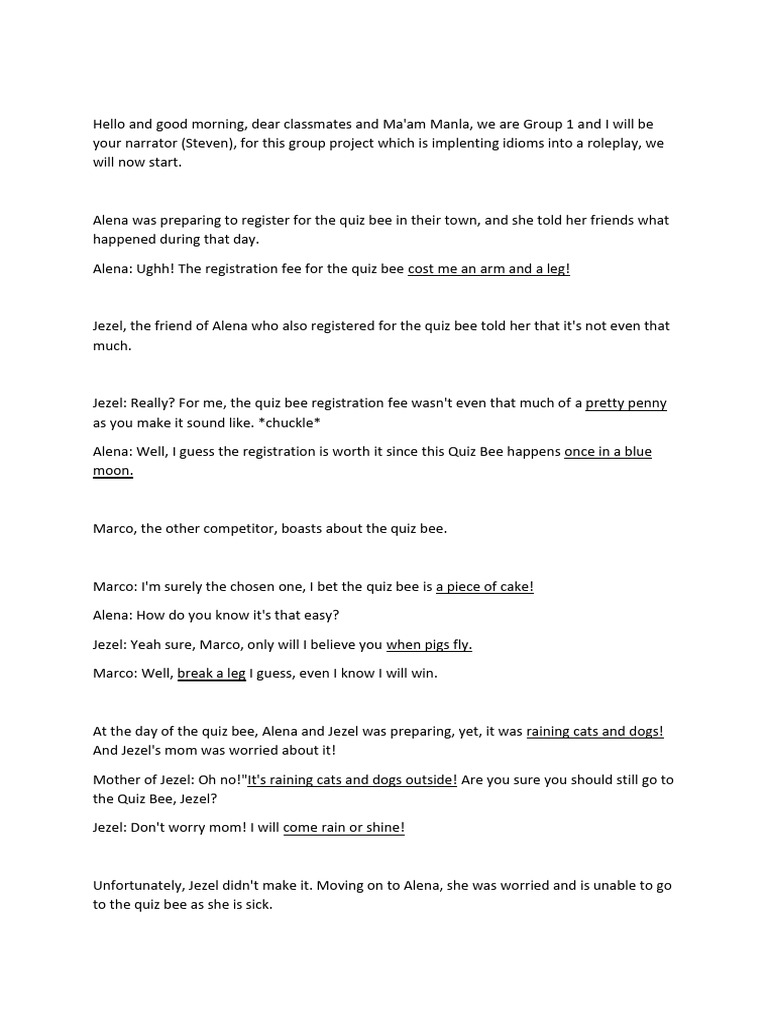 English Role Play With Idioms | PDF