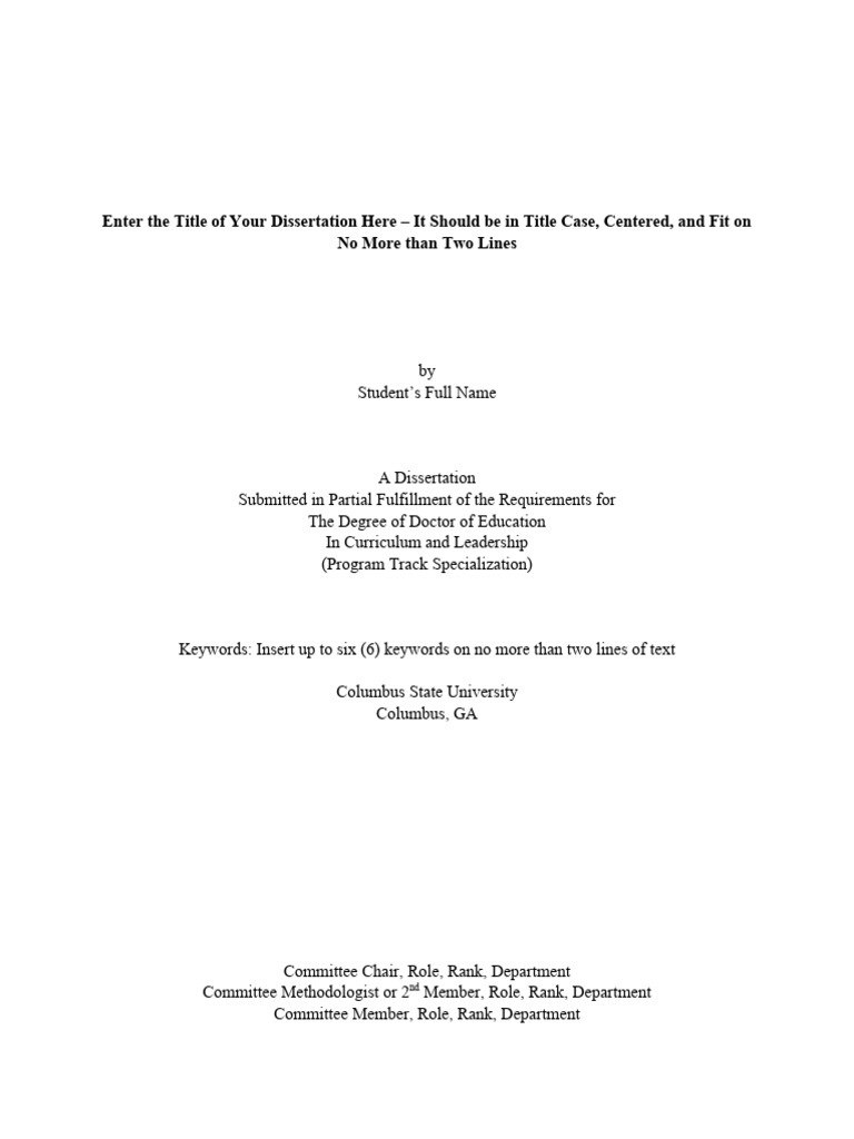 Dissertation Template Pdf Thesis Apa Style