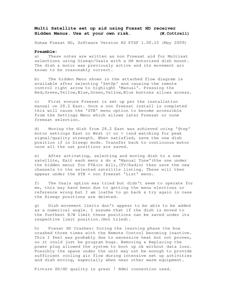 Foxsat HD | PDF | Communications Satellite | Menu (Computing)