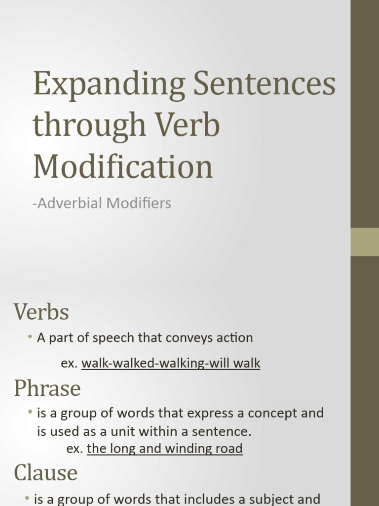 Expanding Sentences Through Verb Modification - PPTX Filename UTF-8 ...