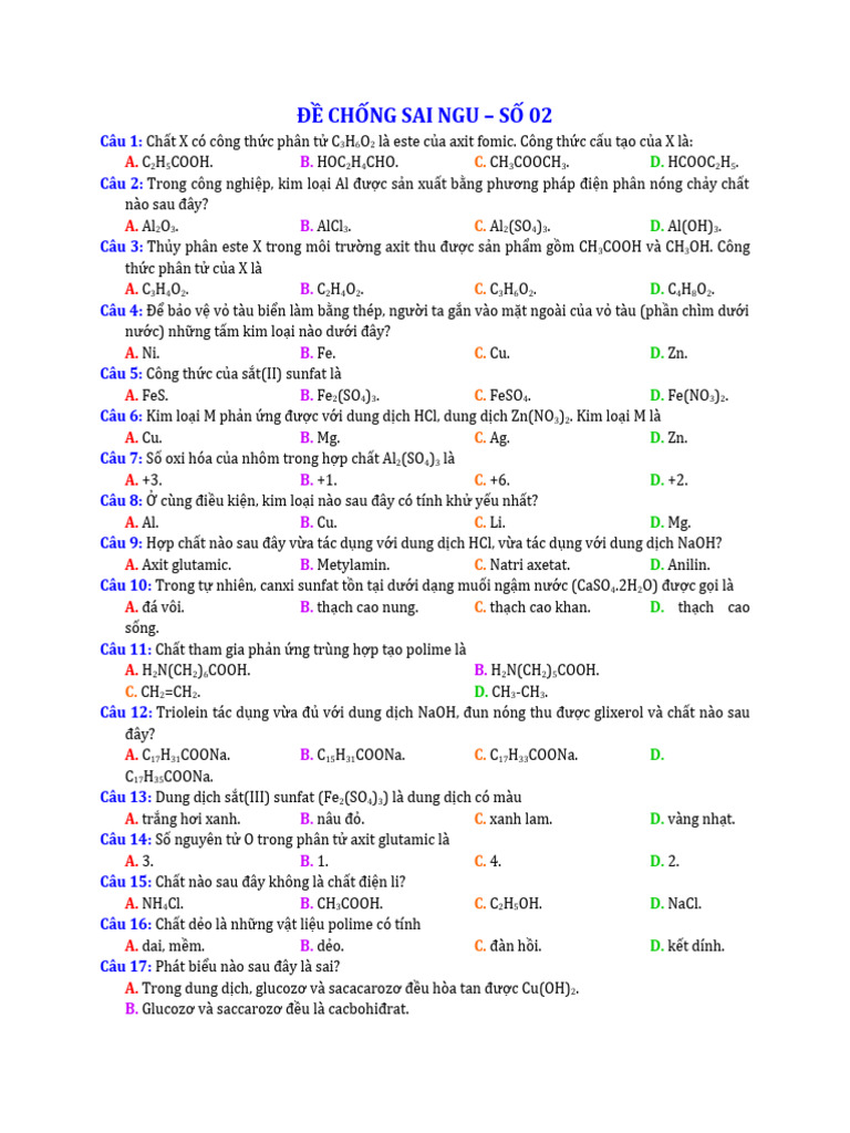 ĐỀ CHỐNG SAI NGU SỐ 02-DAY12 | PDF