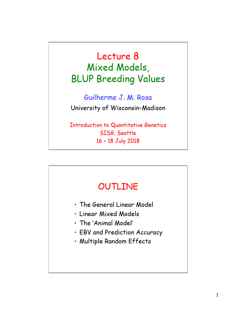 Seattle SISG 18 IntroQG Lecture08 | PDF | Ordinary Least Squares | Statistical Theory