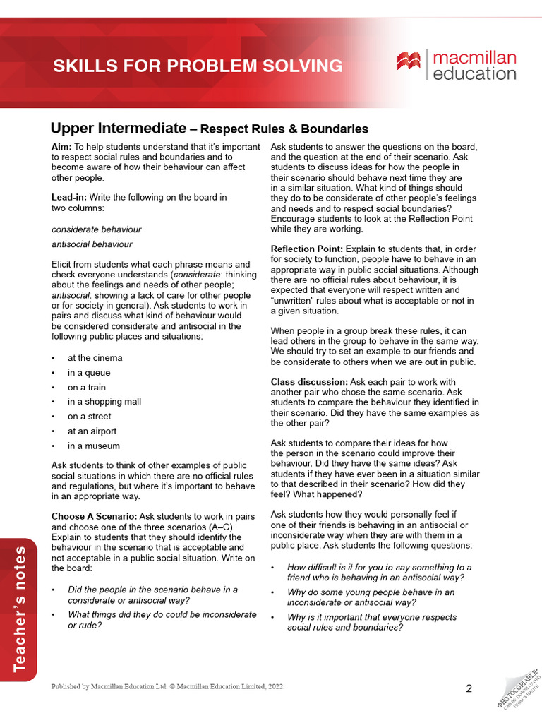Skills For Problem Solving Upperintermediate | PDF | Anti Social Behaviour | Cognitive Science