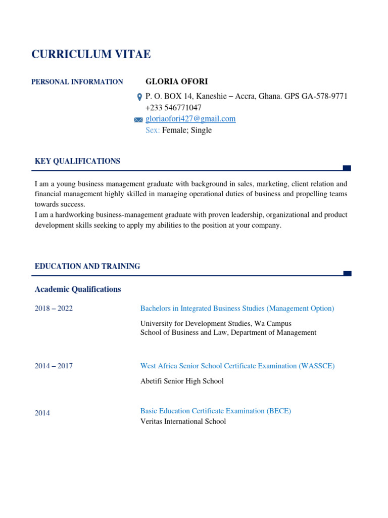 Gloria - CV 3 | PDF | Business | Economies