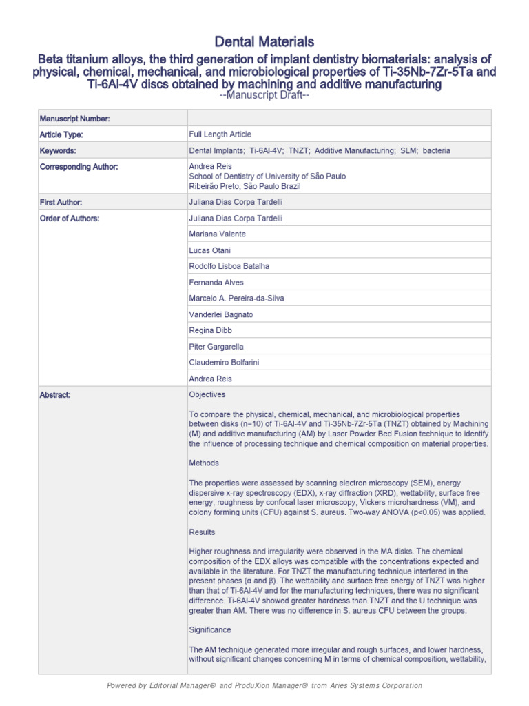 3 Artigo Dental Materials | PDF | Microscopy | 3 D Printing