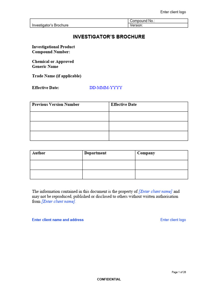 Blank Investigator's Brochure Template584206520231203 | PDF ...