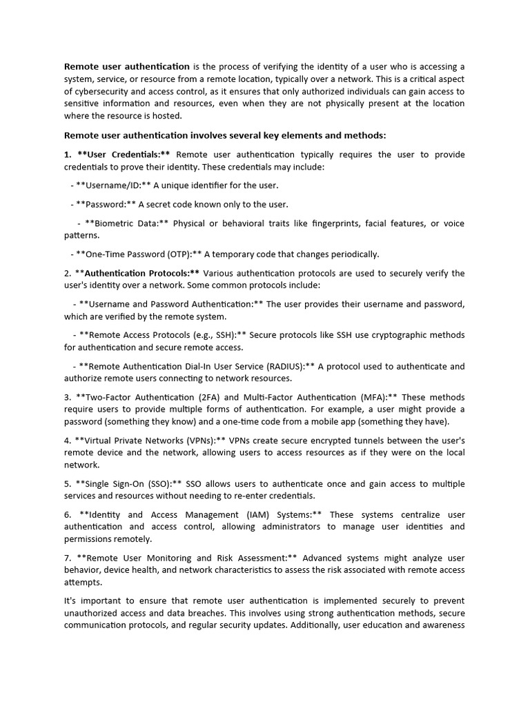 Remote User Authentication Download Free Pdf Authentication Virtual Private Network