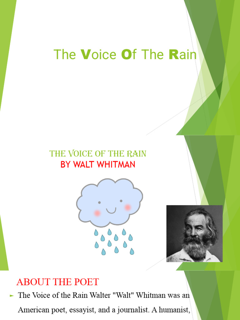 Walt Whitman's "The Voice of the Rain" Summary | PDF | Rain | Poetry