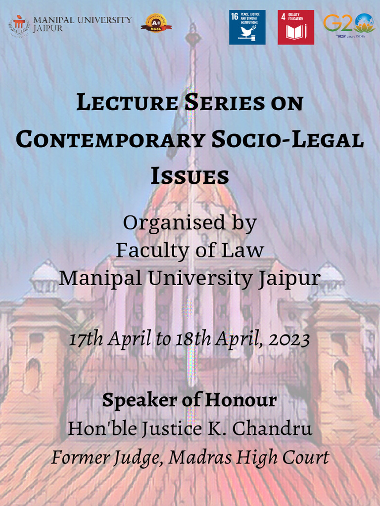 Justice Chandru Lecture Brochure | PDF | Law School | Social Exclusion