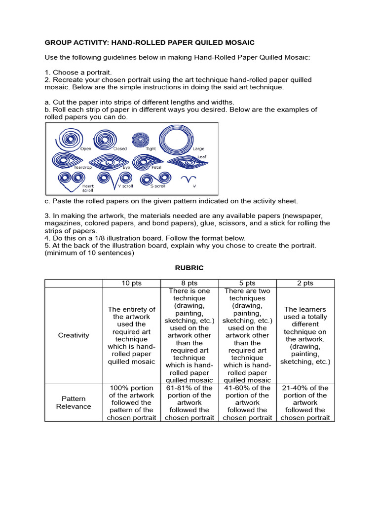 Hand Rolled Paper Quilled Mosaic | PDF | Paper | Artistic Techniques