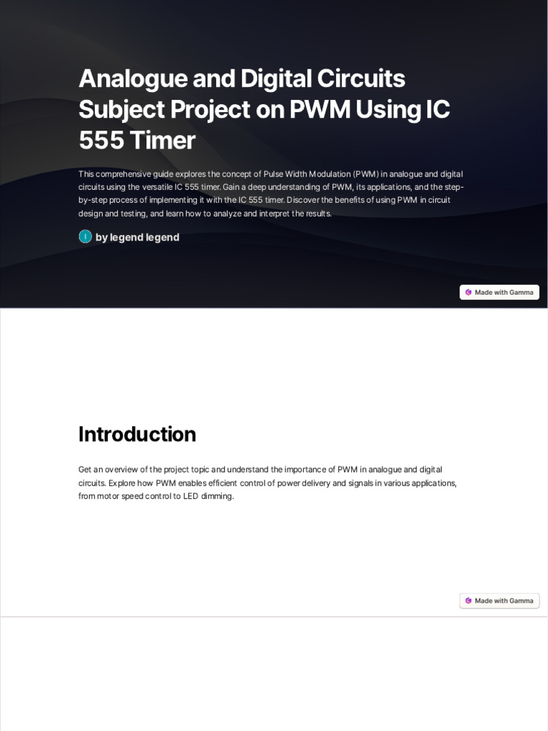 Analogue And Digital Circuits Subject Project On Pwm Using Ic 555 Timer