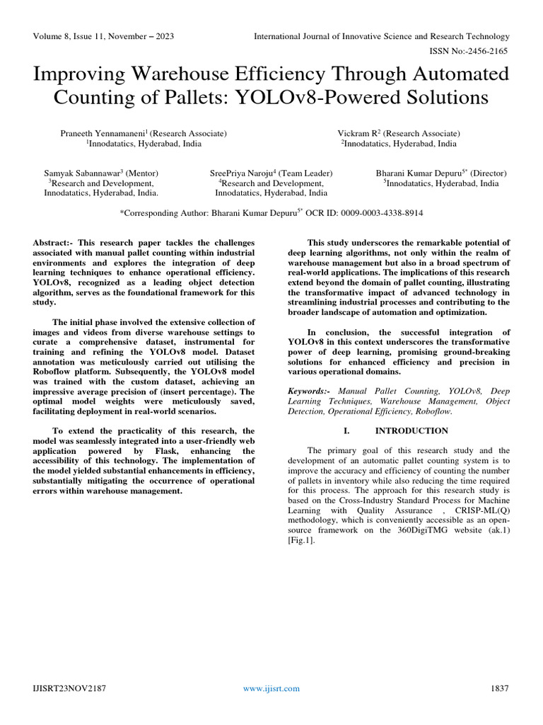 Improving Warehouse Efficiency Through Automated Counting of Pallets: YOLOv8-Powered Solutions ...
